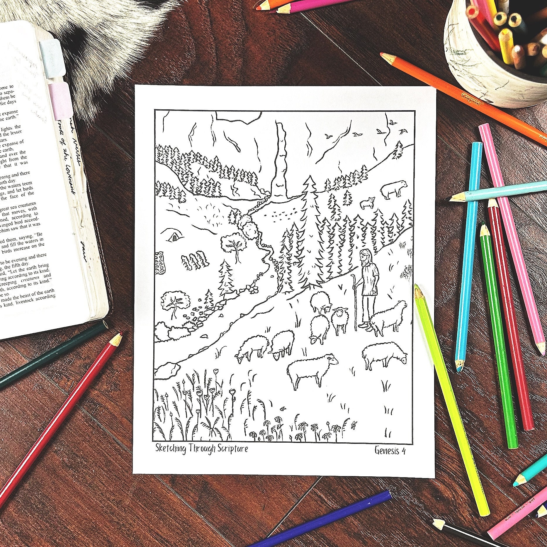 Genesis 2, 3, and 4 Coloring Sheets PDF the Eden Pishon River, Adam and ...