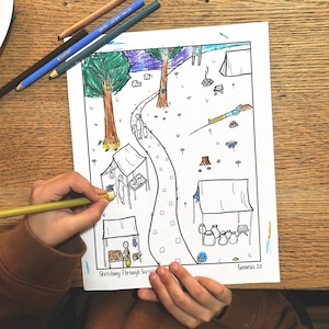 Genesis 28 Jacob's Ladder Dream Story Bible Coloring Page PDF for Bible ...