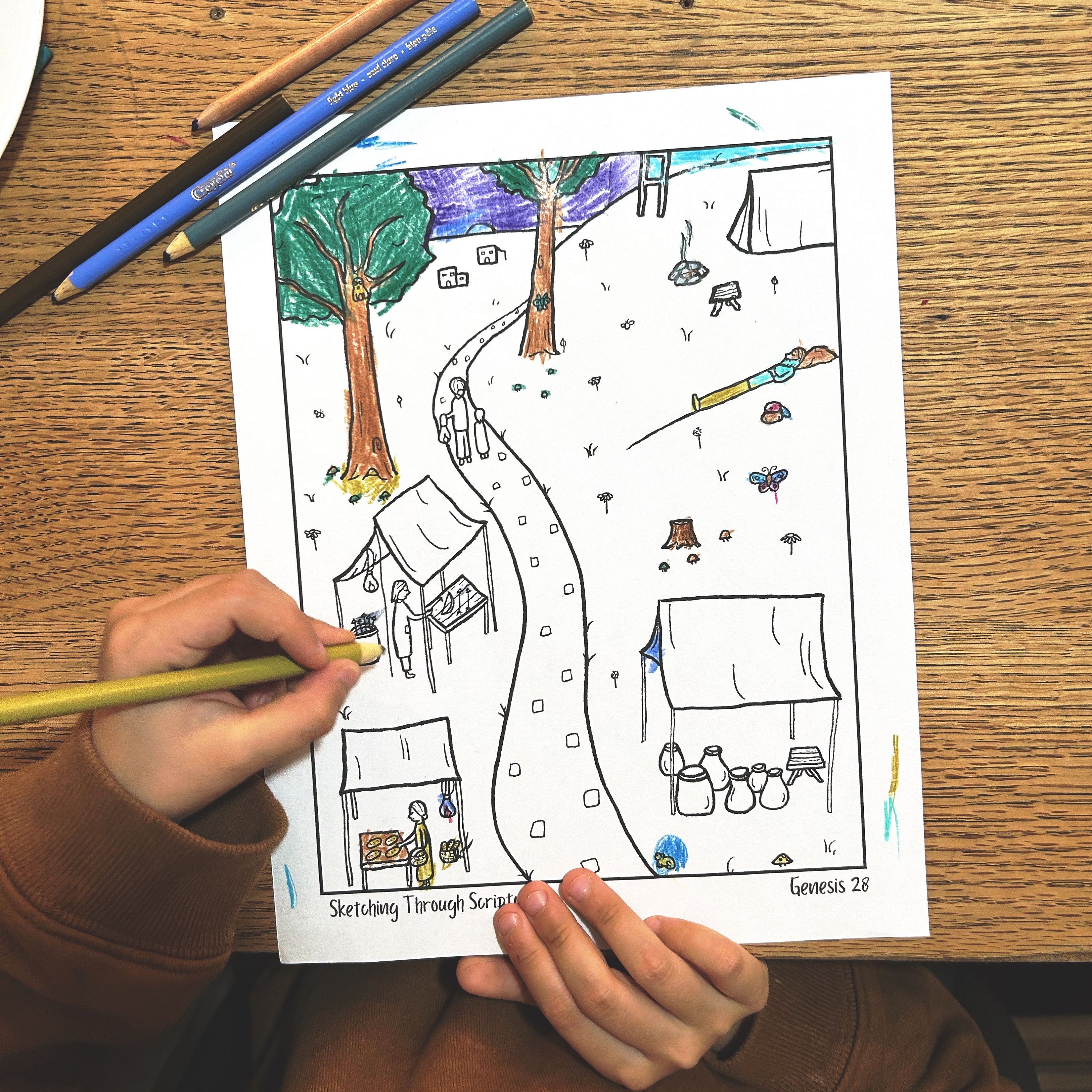 Genesis 28 Jacob's Ladder Dream Story Bible Coloring Page PDF for Bible ...