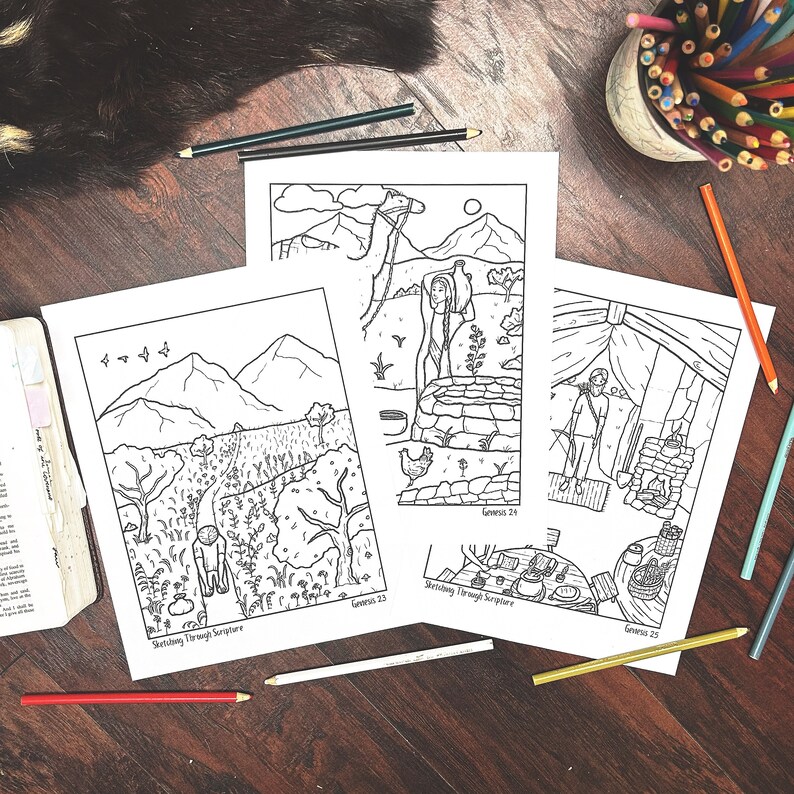 Genesis 1-25 Kids Bible Coloring Pages Printable | Creation Through ...