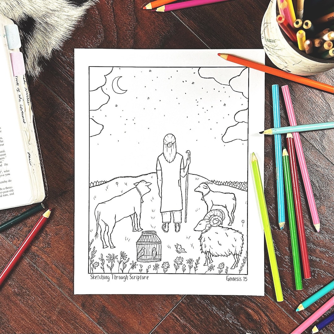 Genesis 15 God's Covenant With Abram Bible Coloring Page Printable for ...