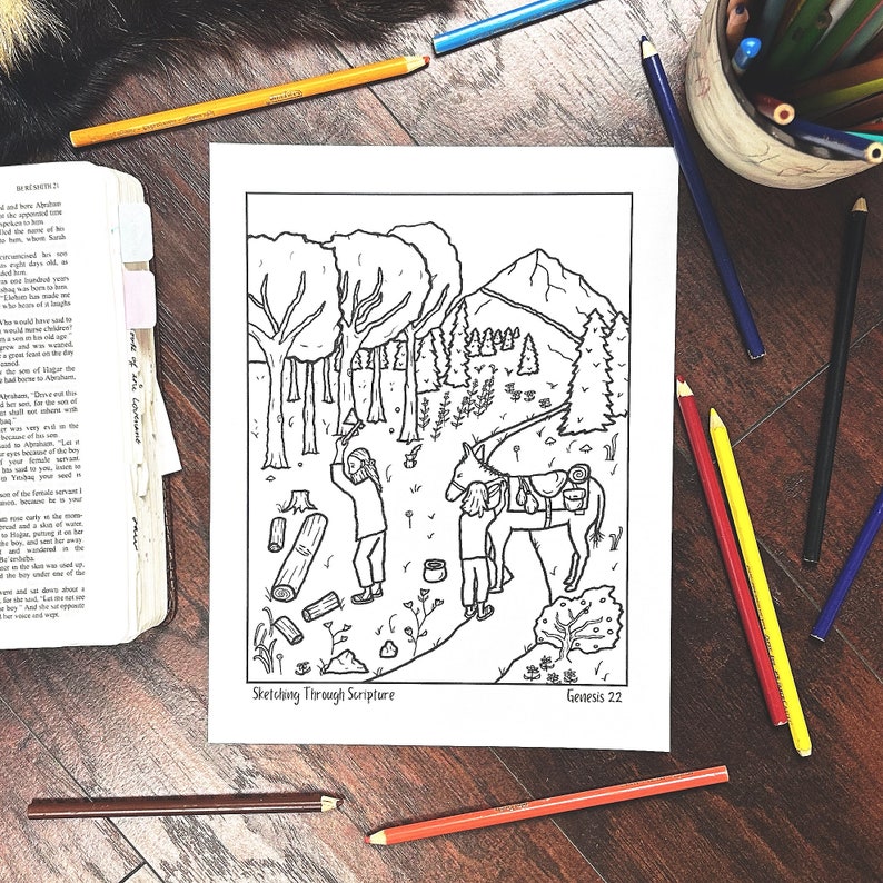 Genesis 22 Abraham and Isaac Story Bible Coloring Page Printable for ...