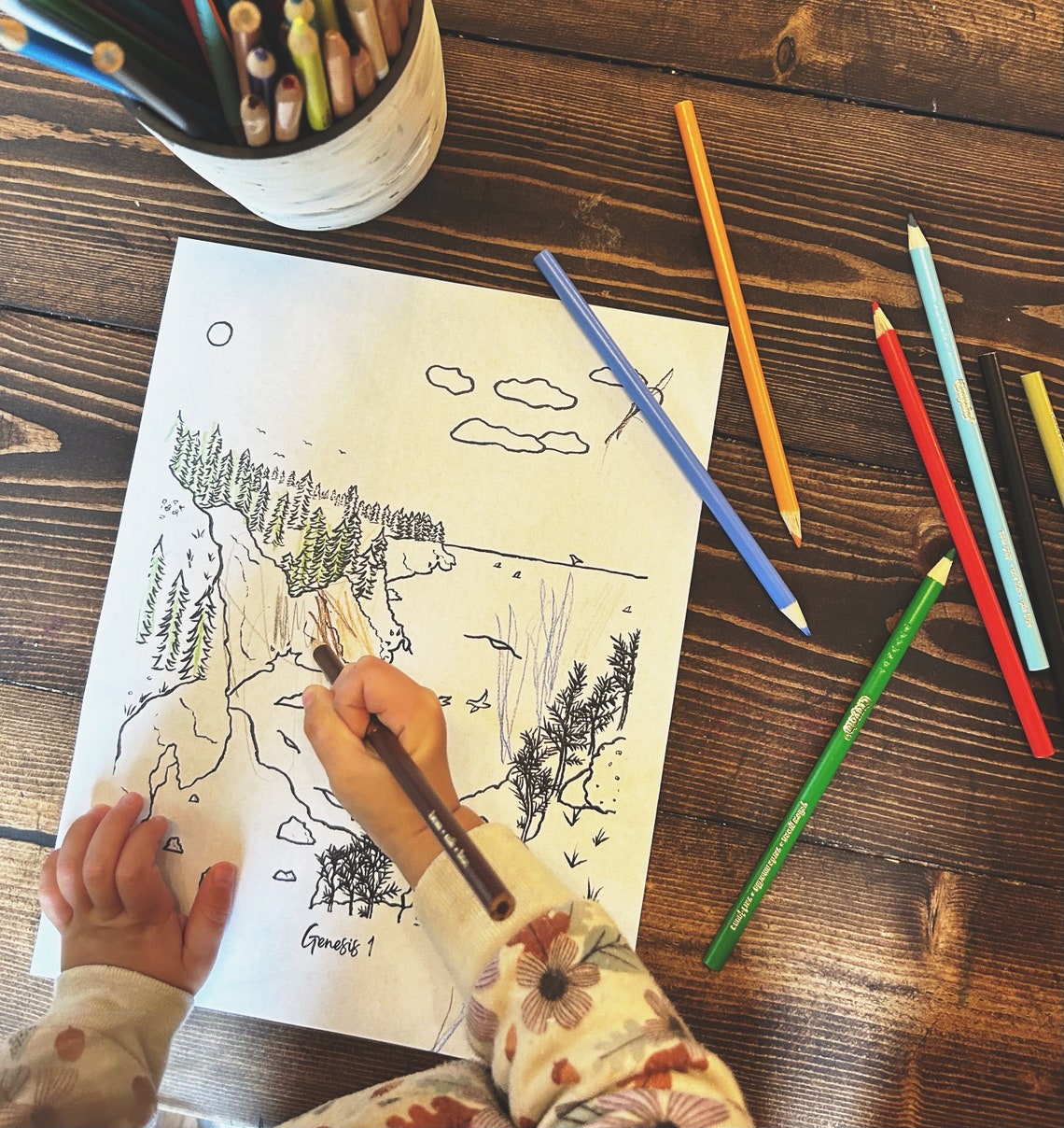 Genesis 1 Creation Story Bible Coloring Page Printable for Bible Study ...