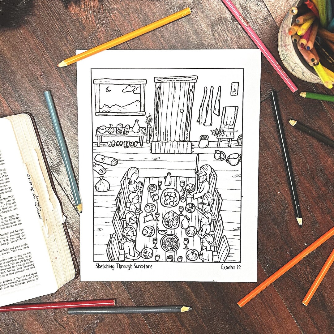 Exodus 12 Passover Feast Story Bible Coloring Page PDF for Bible Lesson ...