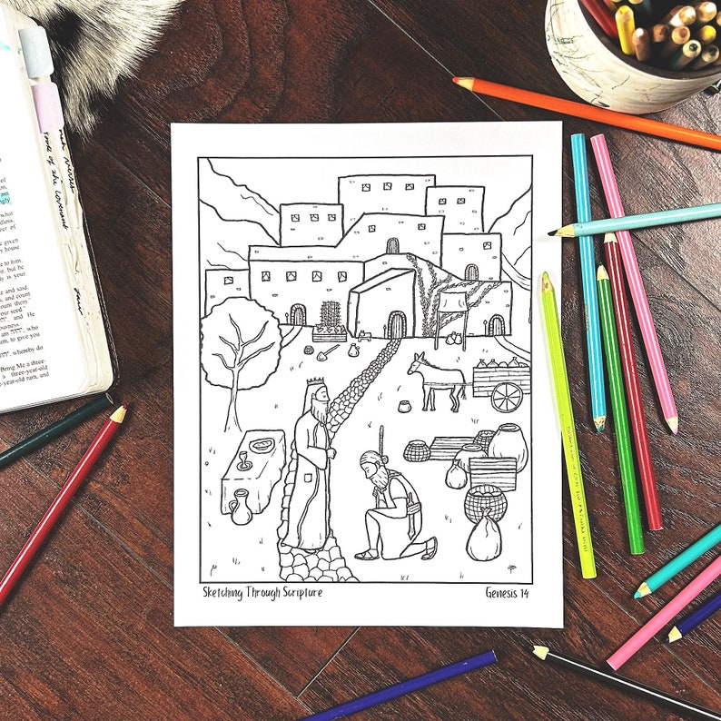Genesis 14, 15 and 16 Bible Coloring Pages PDF: Melchizedek Blesses ...