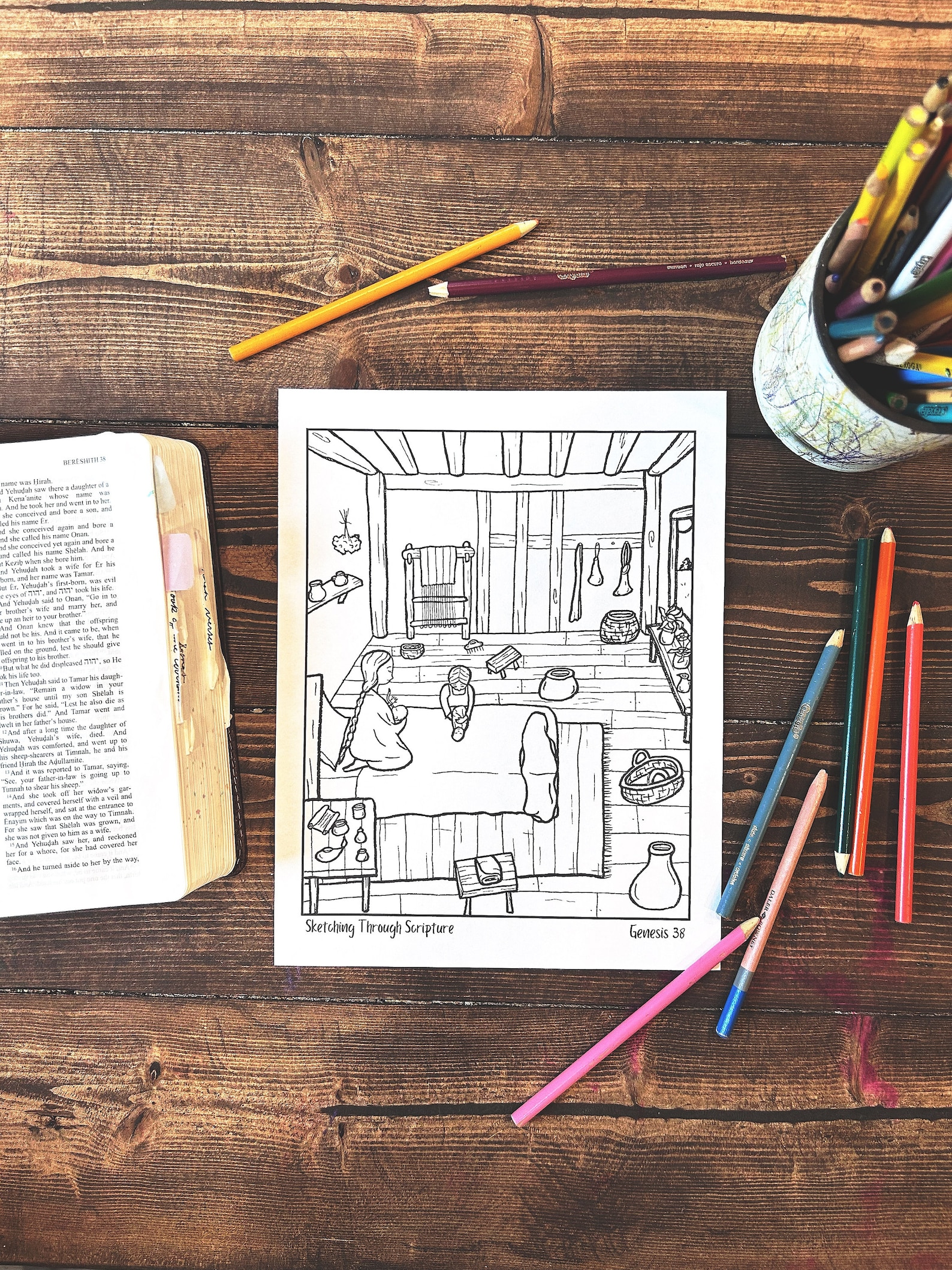 Genesis 38 Tamar's Twin Birth Bible Story Coloring Page PDF for Bible ...
