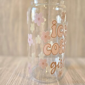 Iced Coffee Glass Cup,16 Oz Girly Cup With Lid and Straw,cute Pink ...