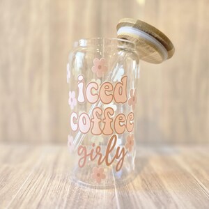 Iced Coffee Glass Cup,16 Oz Girly Cup With Lid and Straw,cute Pink ...