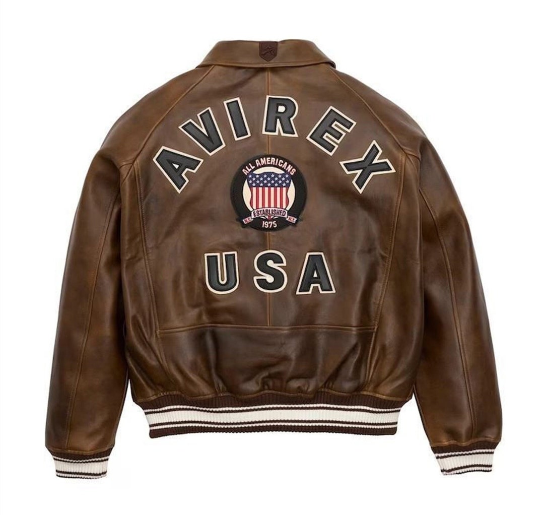 New Men's Avirex Brown Icon Hunter Bomber Jacket American Style Outwear ...