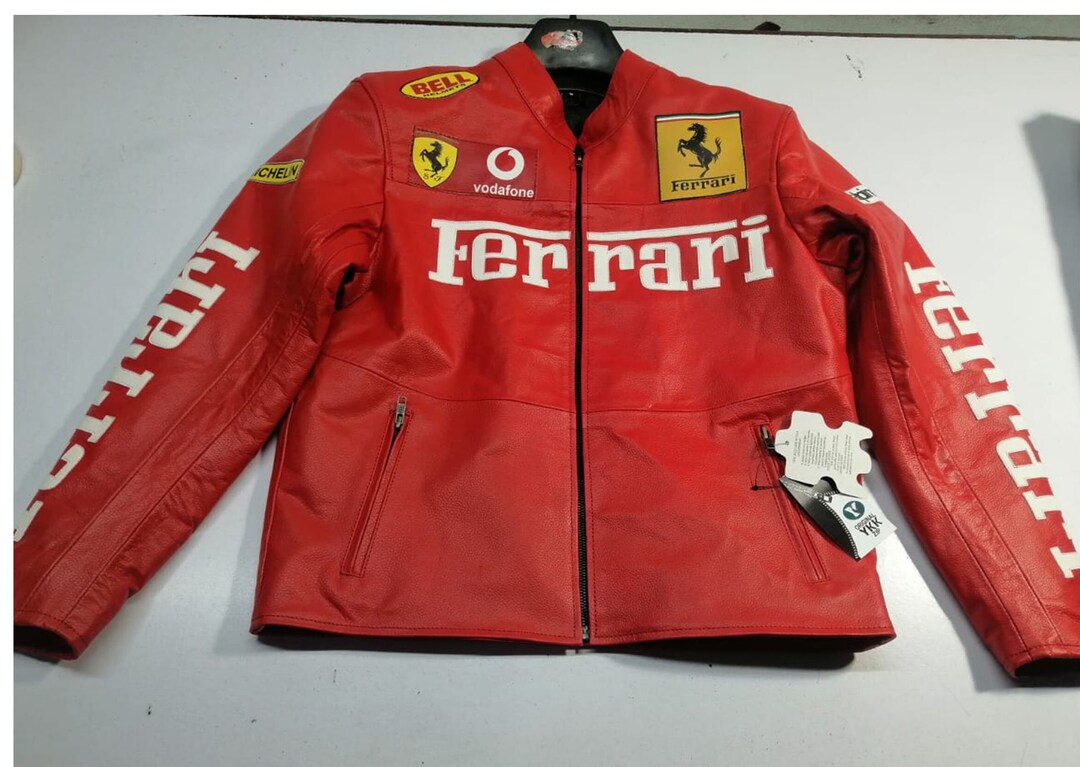 Limited Edition Red Ferrari F1 Racing Geniune Cow Leather Jacket ...