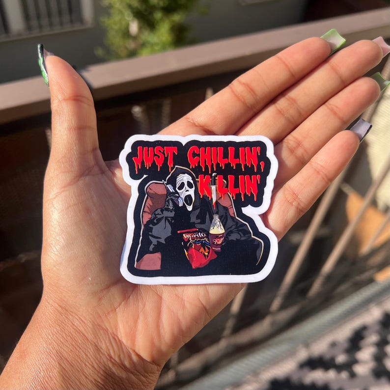Ghost Face Scream Chillin Killin Vinyl Sticker | Horror Movie Decal - Etsy