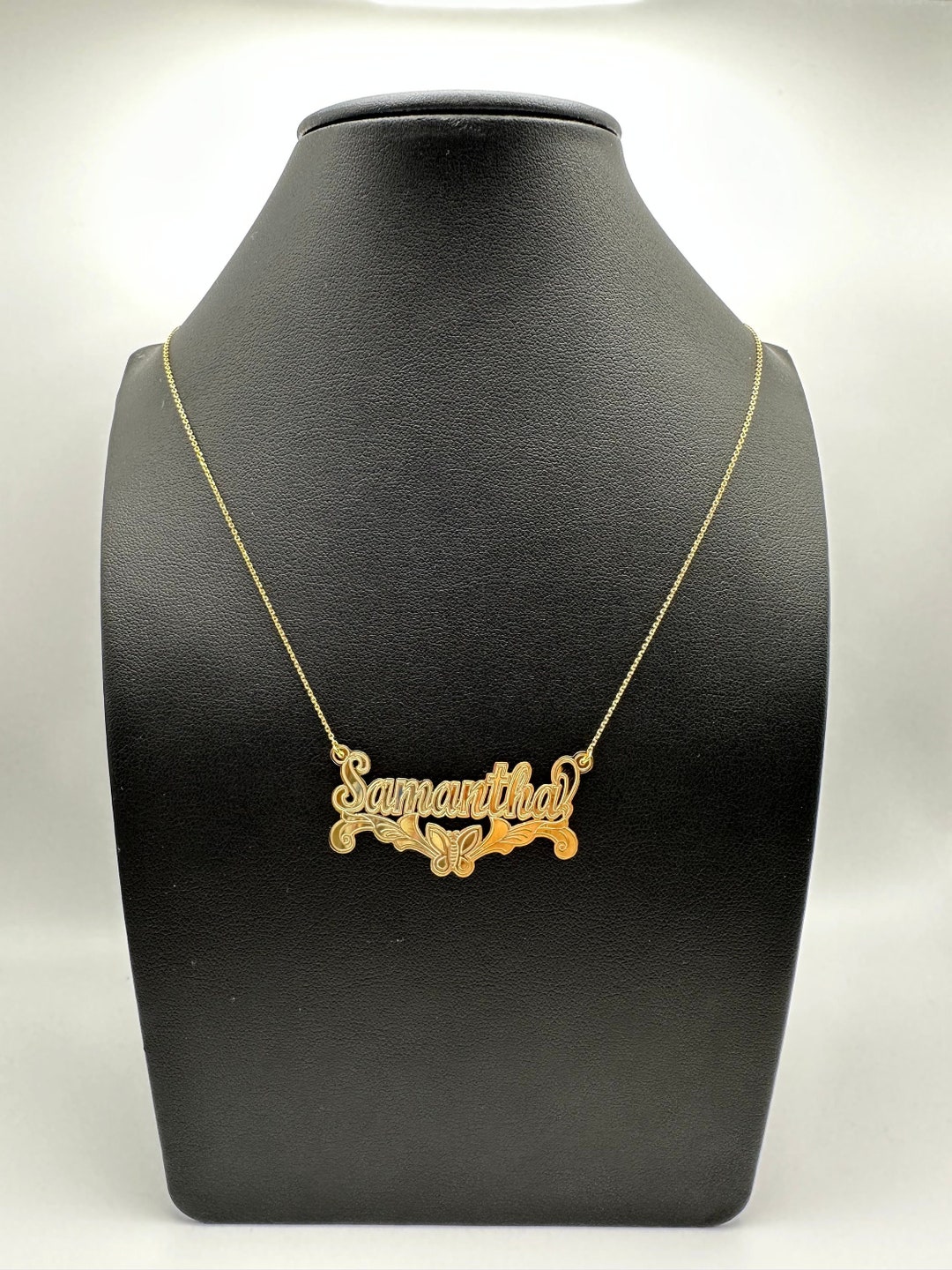 14K Solid Yellow Gold Custom Name Plate - Etsy