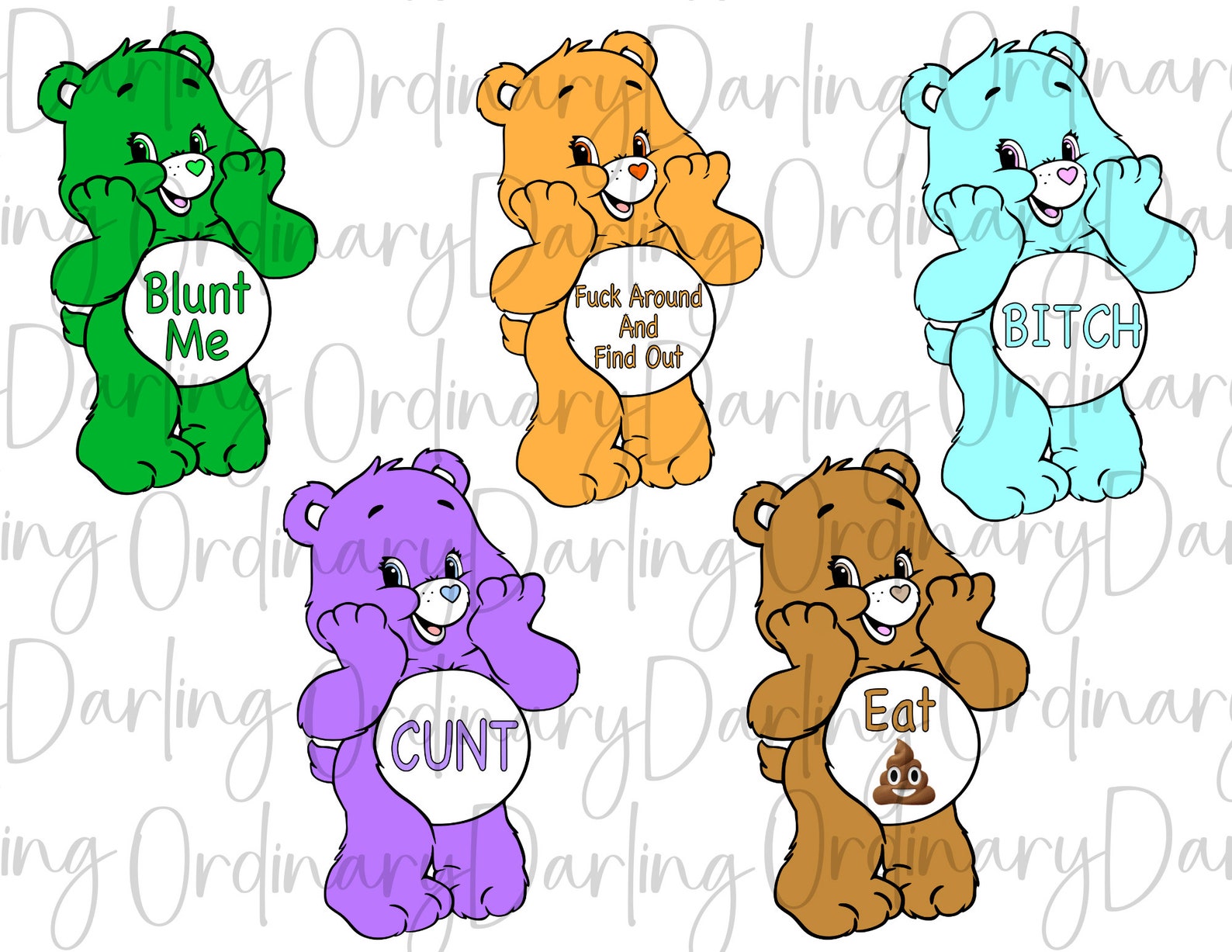 Swear Bears Vol. 1 - 300 Dpi PNG & SVG Fully Customizable Fan Art - Etsy