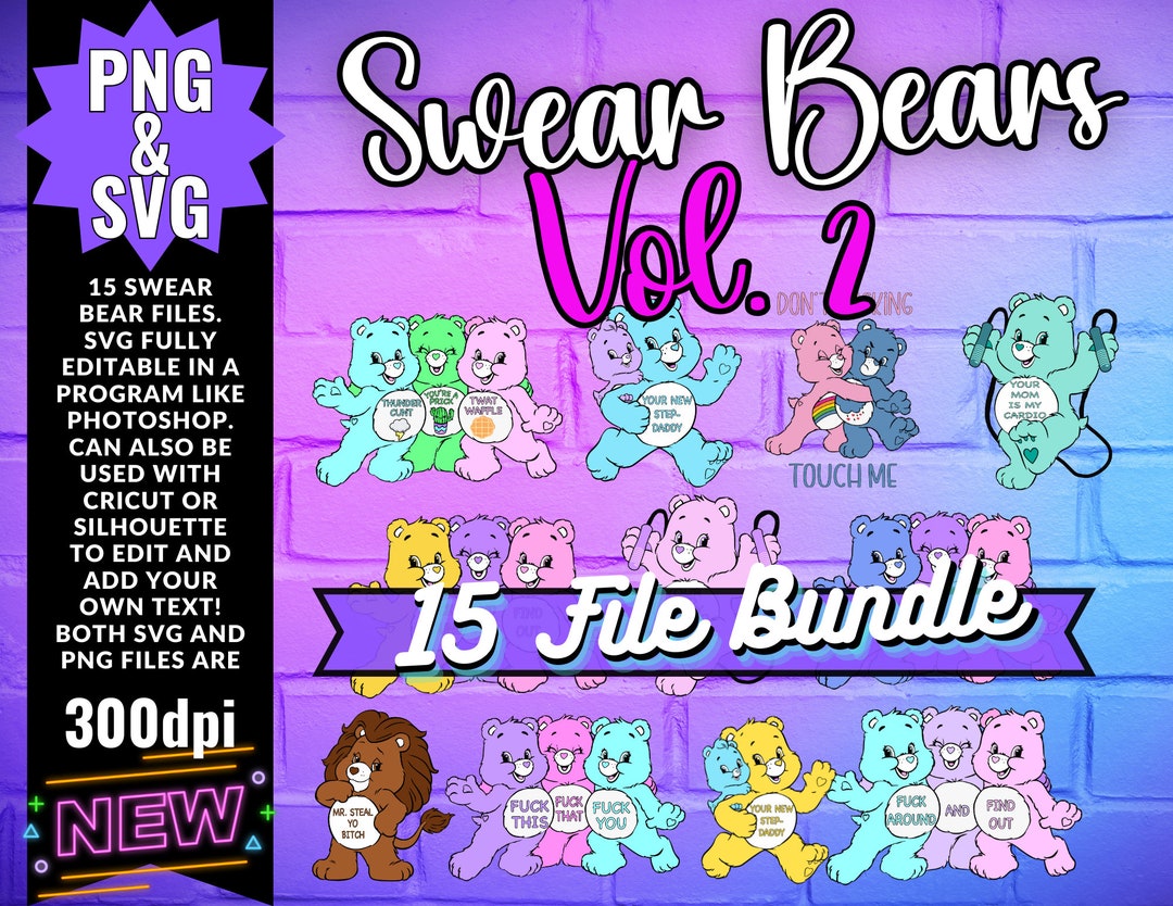 Swear Bears Vol. 2 - 300 Dpi PNG & SVG Fully Customizable Fan Art - Etsy