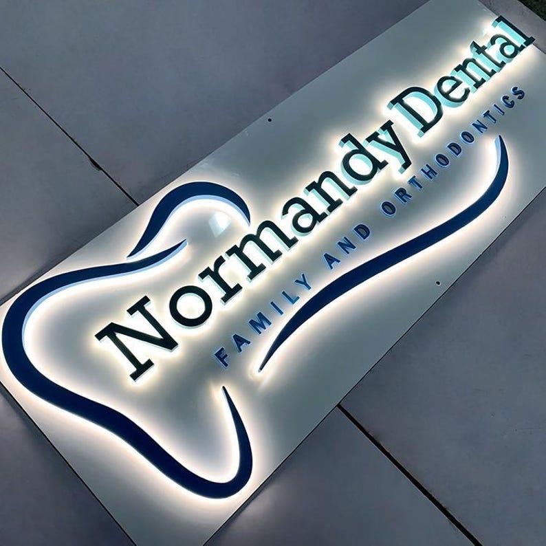 Dental Clinic Sign, Channel Letters, Outdoor Storefront Sign, Custom ...