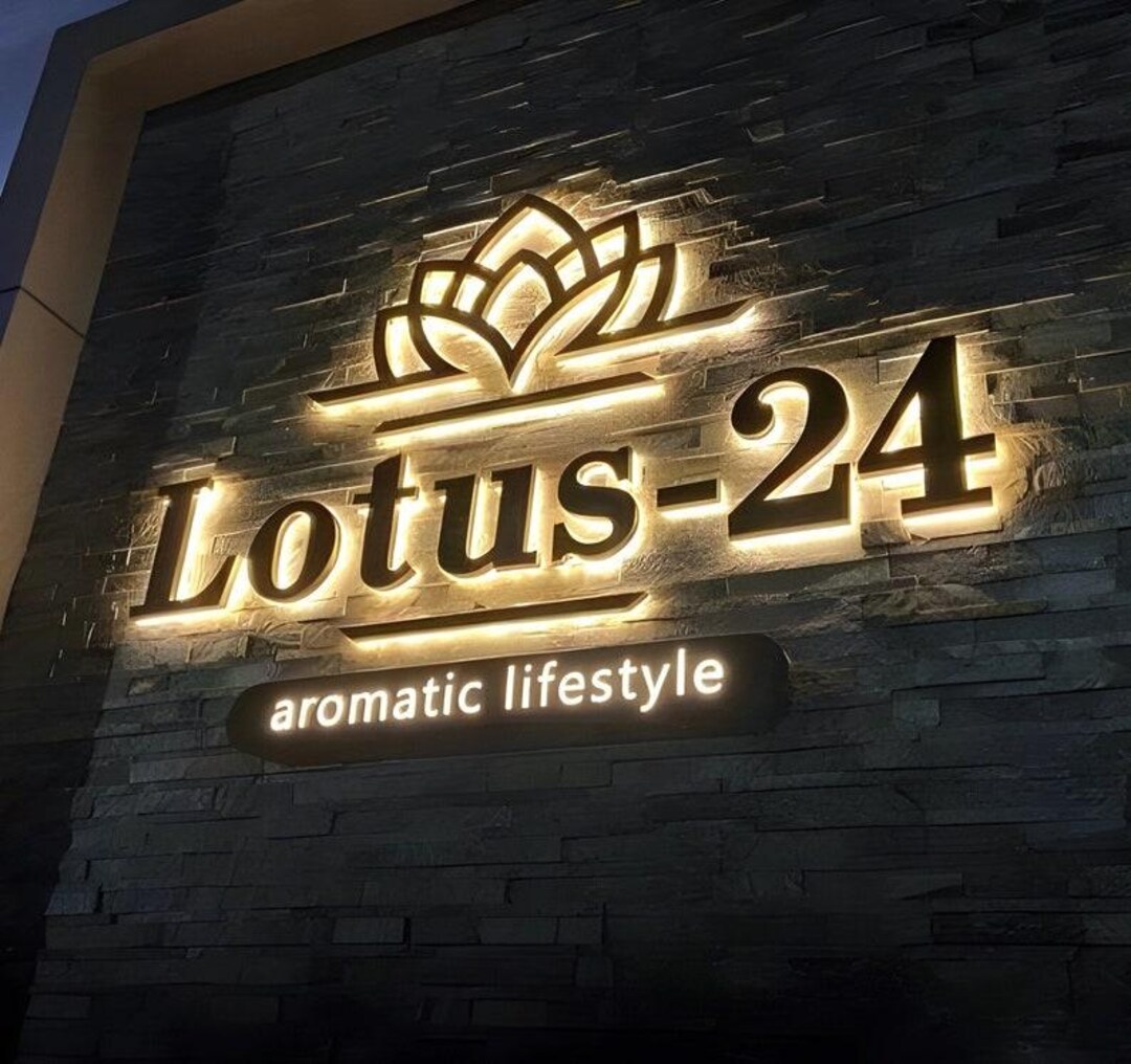 Custom Backlit Metal Business Logo Outdoor Company Signage 3D Light up ...