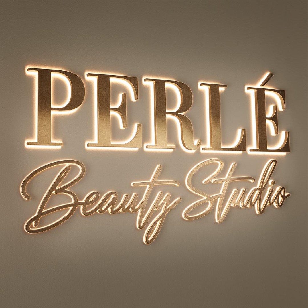 Metal Sign, Reception Wall Logo Sign, Custom Backlit Business Sign, LED ...