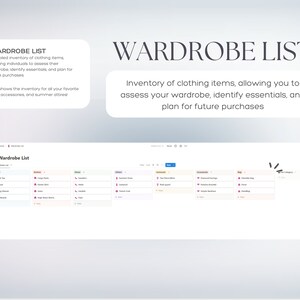 Notion Wardrobe Template Planner | Laundry and Dry Clean Dashboard ...