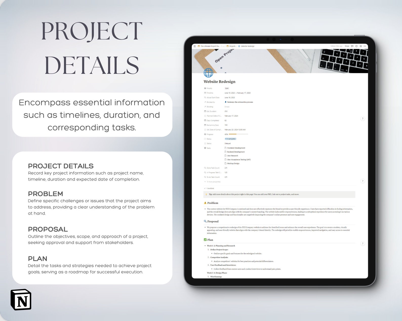 Ultimate Notion Project Management Planner With Gantt Chart | Notion Project Planner | Aesthetic ...