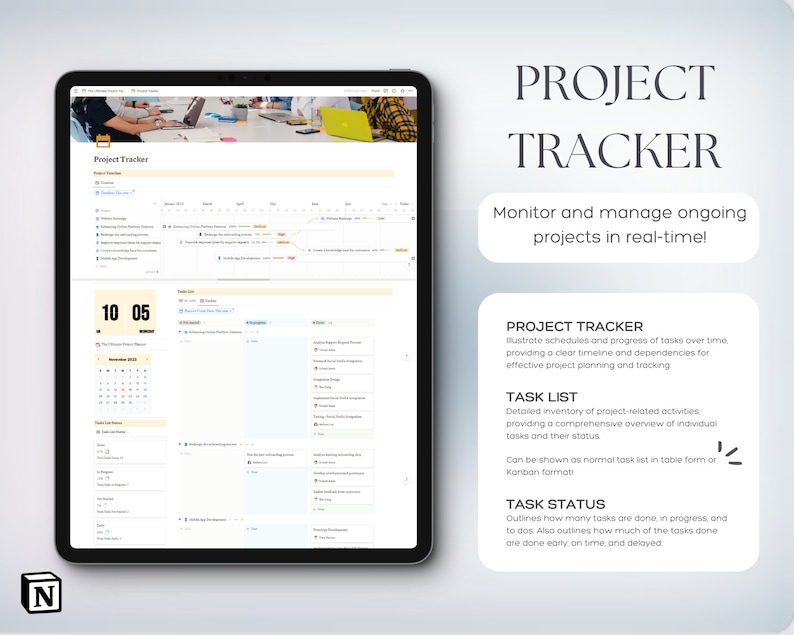 Ultimate Notion Project Management Planner With Gantt Chart | Notion ...