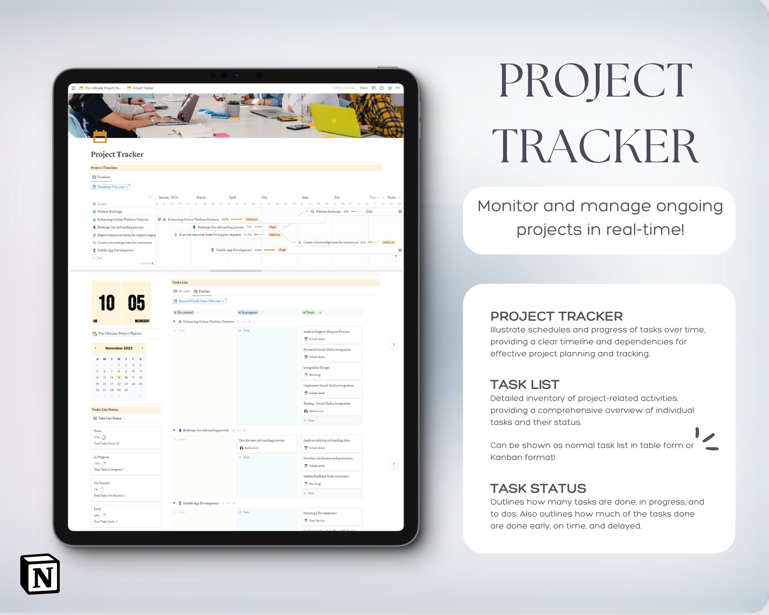 Ultimate Notion Project Management Planner With Gantt Chart | Notion ...