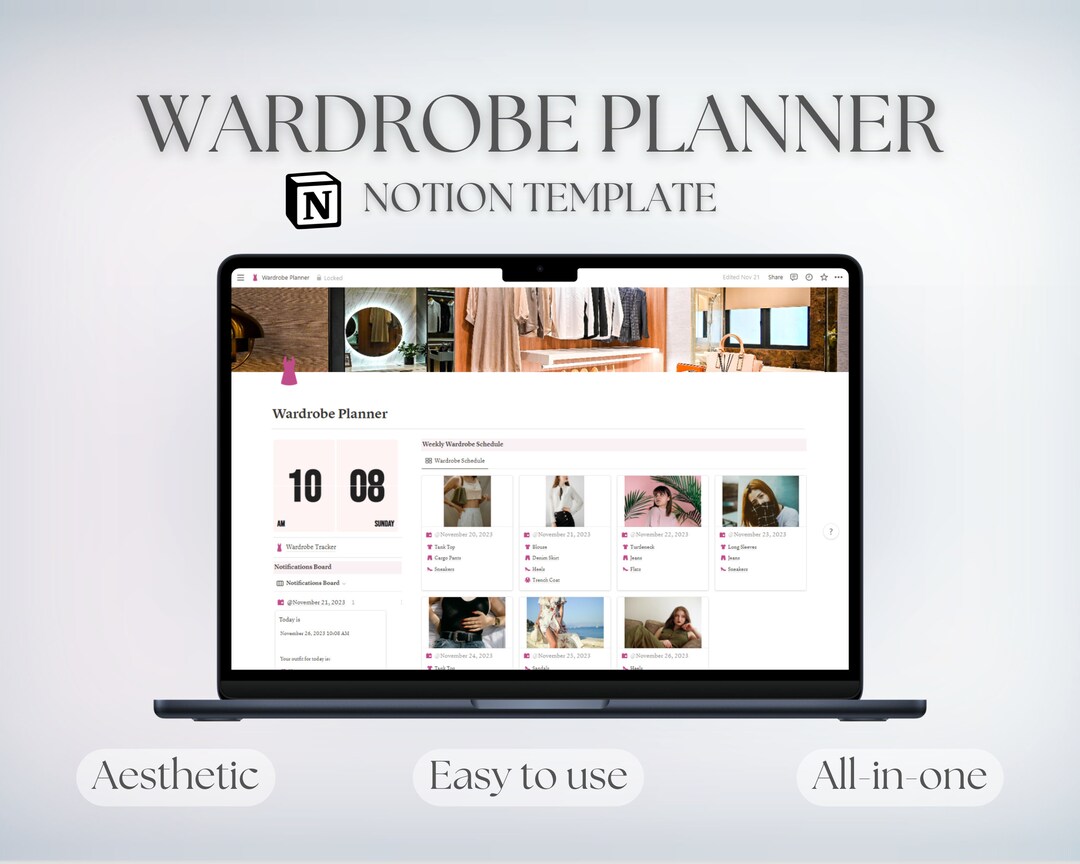 Notion Wardrobe Template Planner Laundry and Dry Clean Dashboard ...