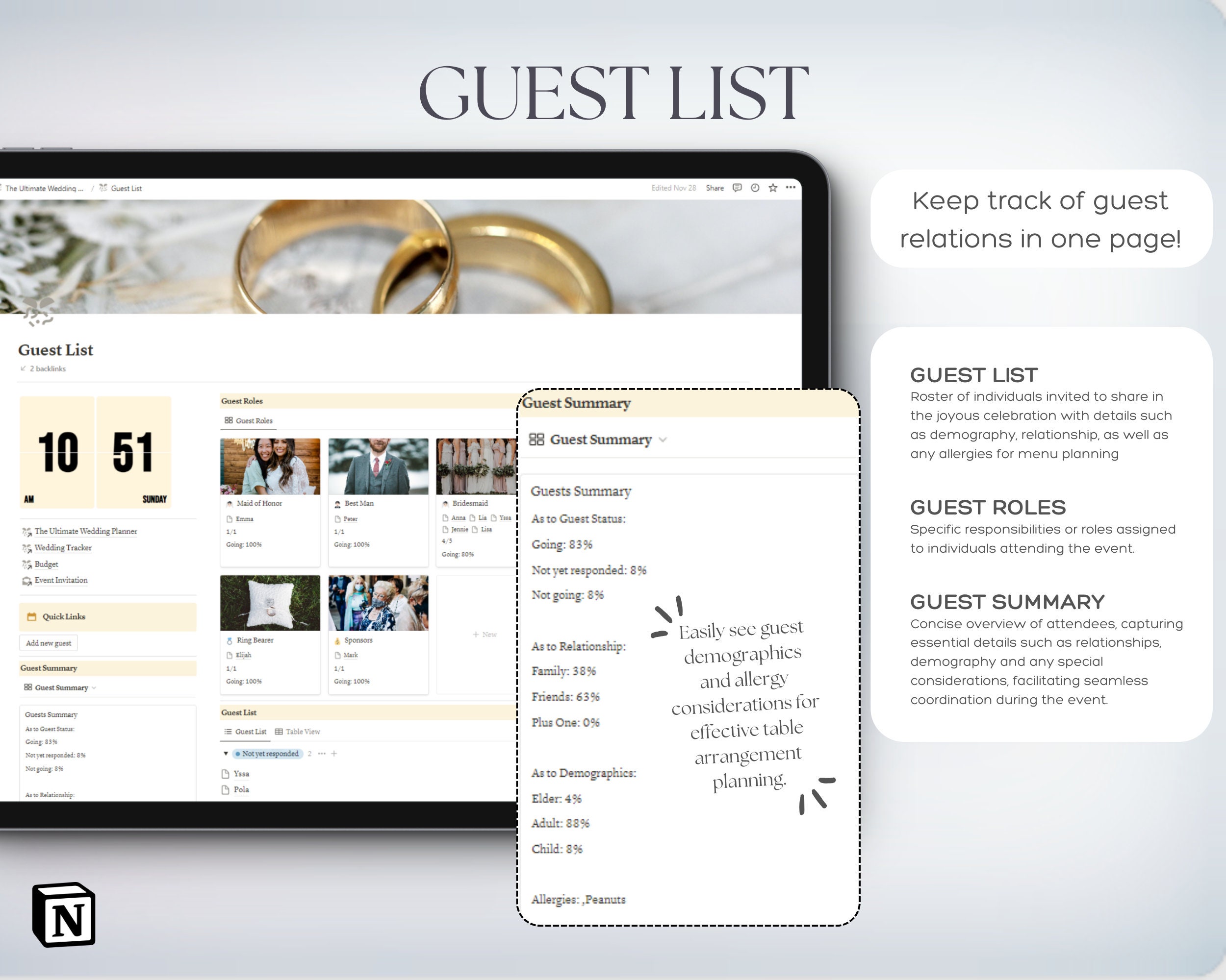 Ultimate Notion Wedding Planner With Gantt Chart | Notion Wedding ...