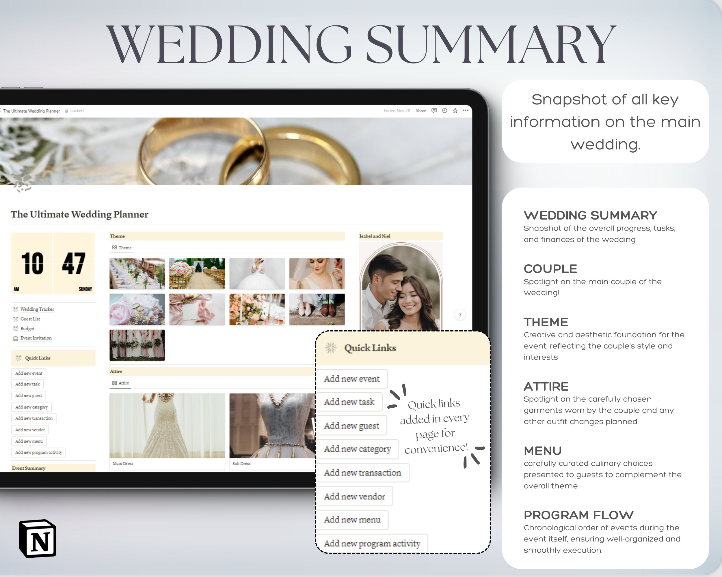 Ultimate Notion Wedding Planner With Gantt Chart | Notion Wedding ...
