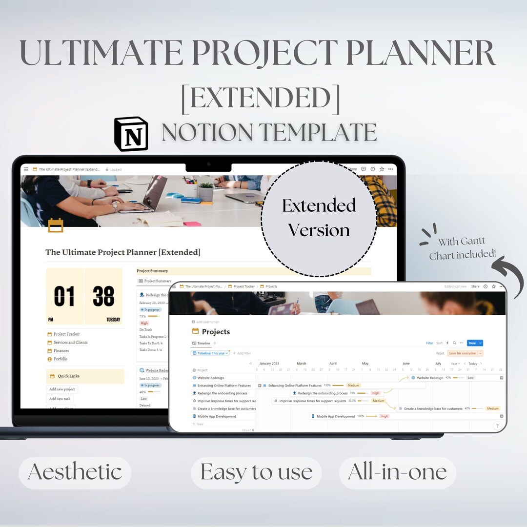 Extended Ultimate Notion Project Management Planner With Gantt Chart ...