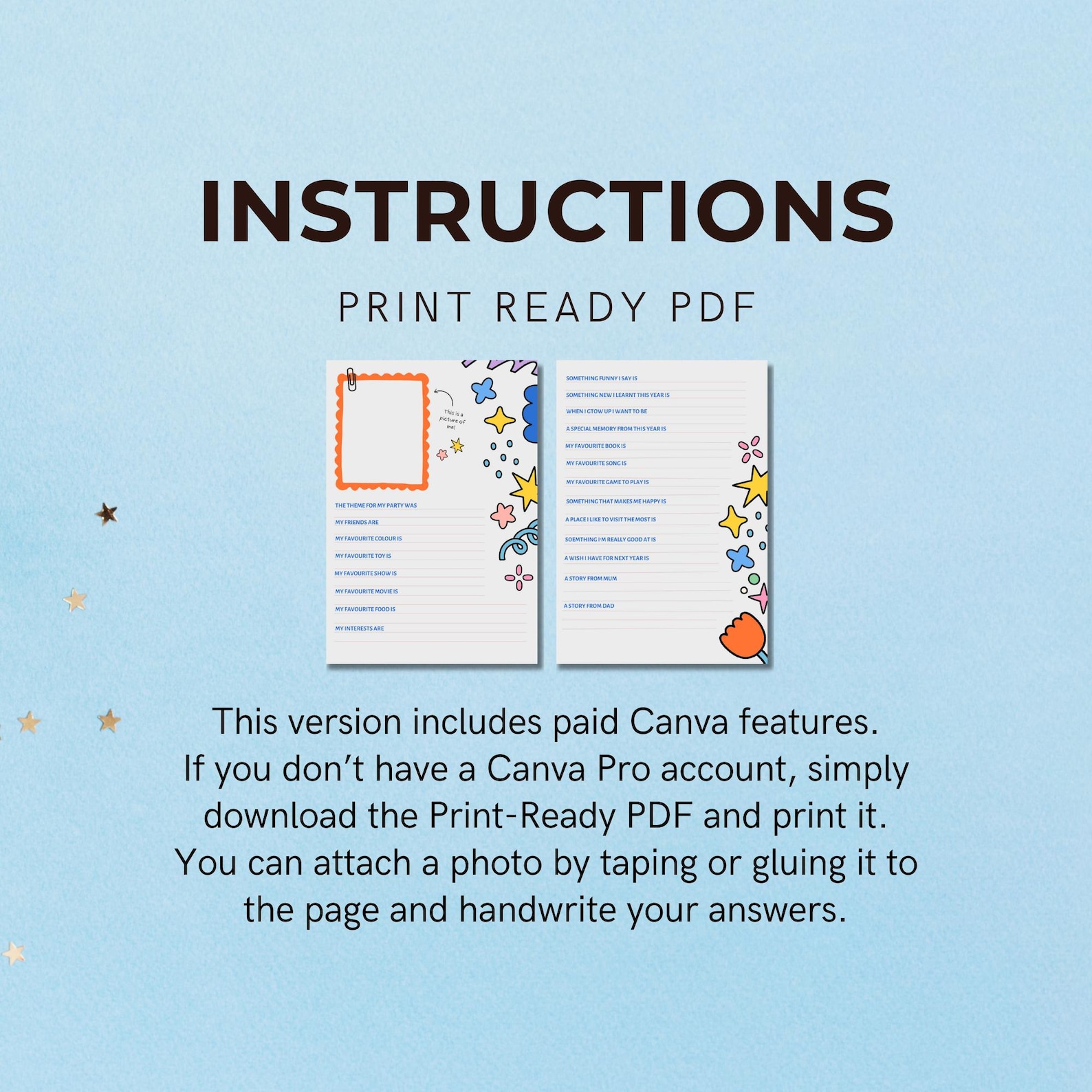 Birthday Book Questionnaire | Keepsake Birthday Book for Kids ...