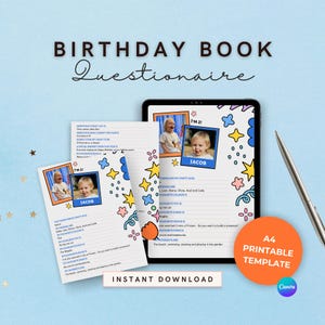Birthday Book Questionnaire | Keepsake Birthday Book for Kids ...