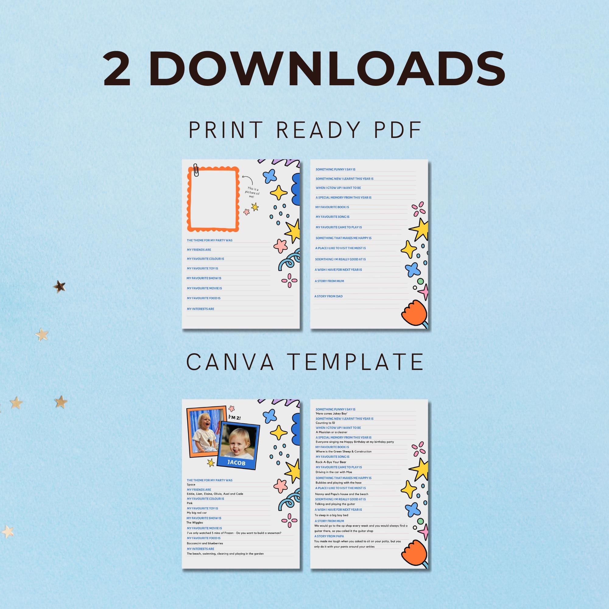Birthday Book Questionnaire | Keepsake Birthday Book for Kids ...