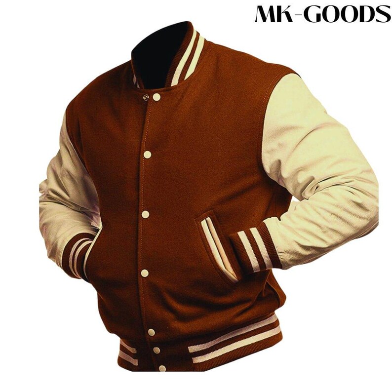 Brown Cream | Varsity Jacket | Bomber Jacket | Baseball Jacket ...