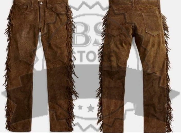 Native Men Traditional Style Cowhide Leather Pant, Western Cowboy ...