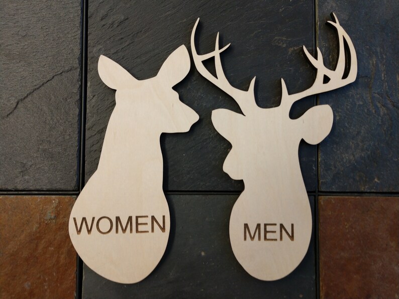 Restroom Signs, Buck and Doe - Etsy