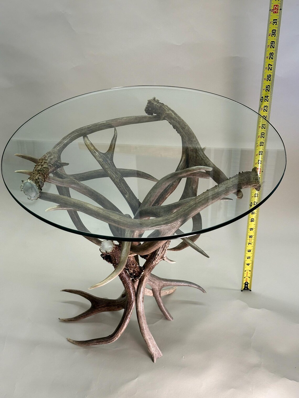 Real Mule Deer Antler End Table Furniture With Glass Top (rustic, Lodge ...