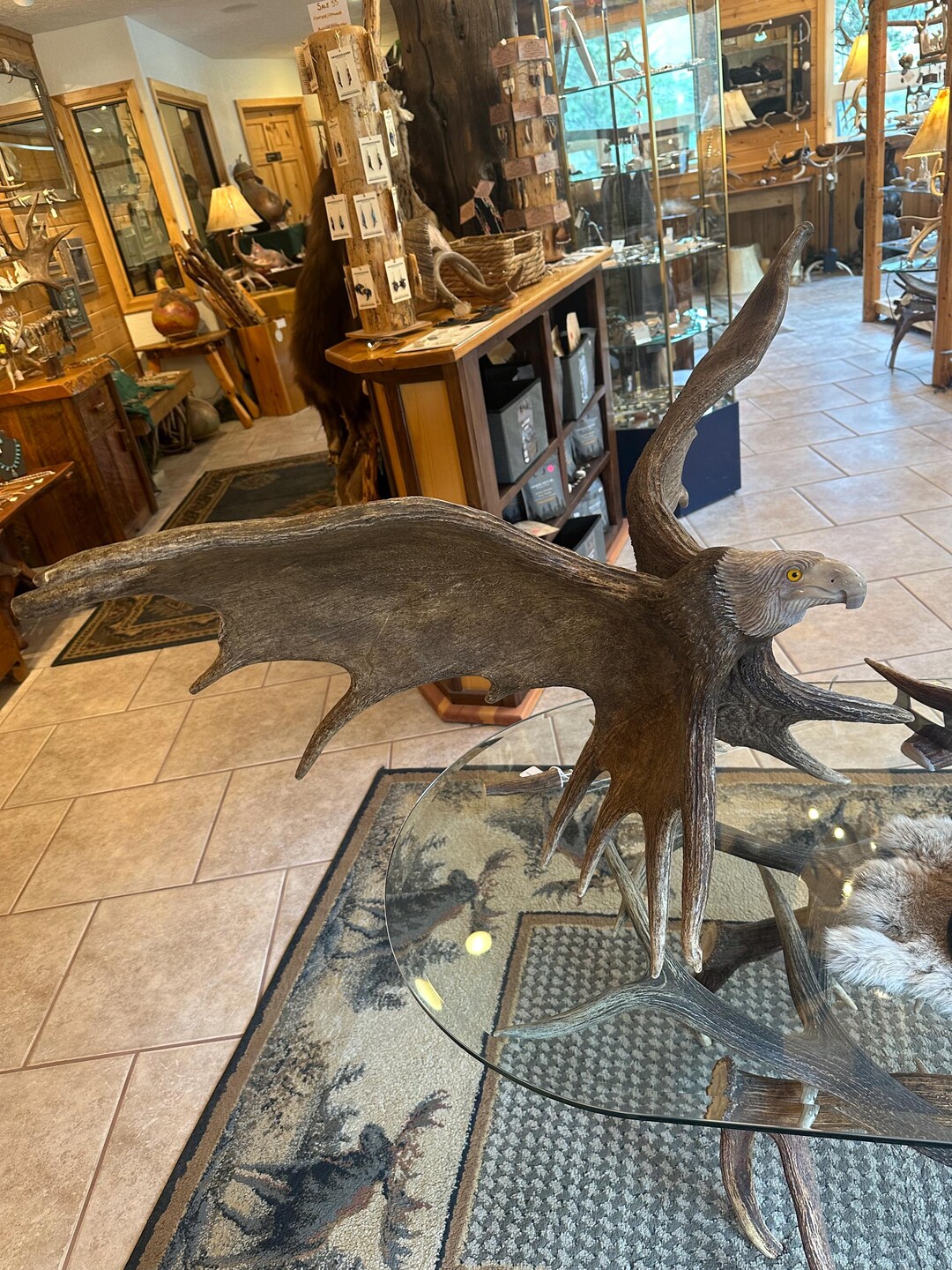 Eagle Head Carving on Double Moose Antler Paddle: Idaho Rustic Decor - Etsy