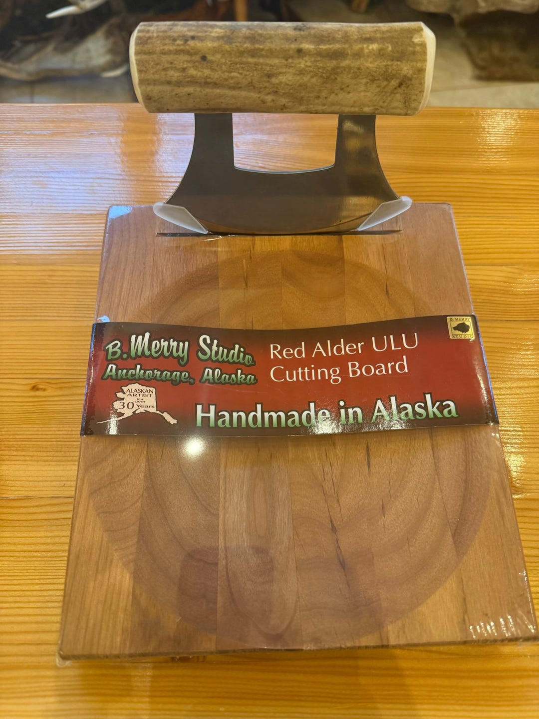 Real Antler Ulu Knife (real Antler Handle, and Base) Unique Kitchen ...