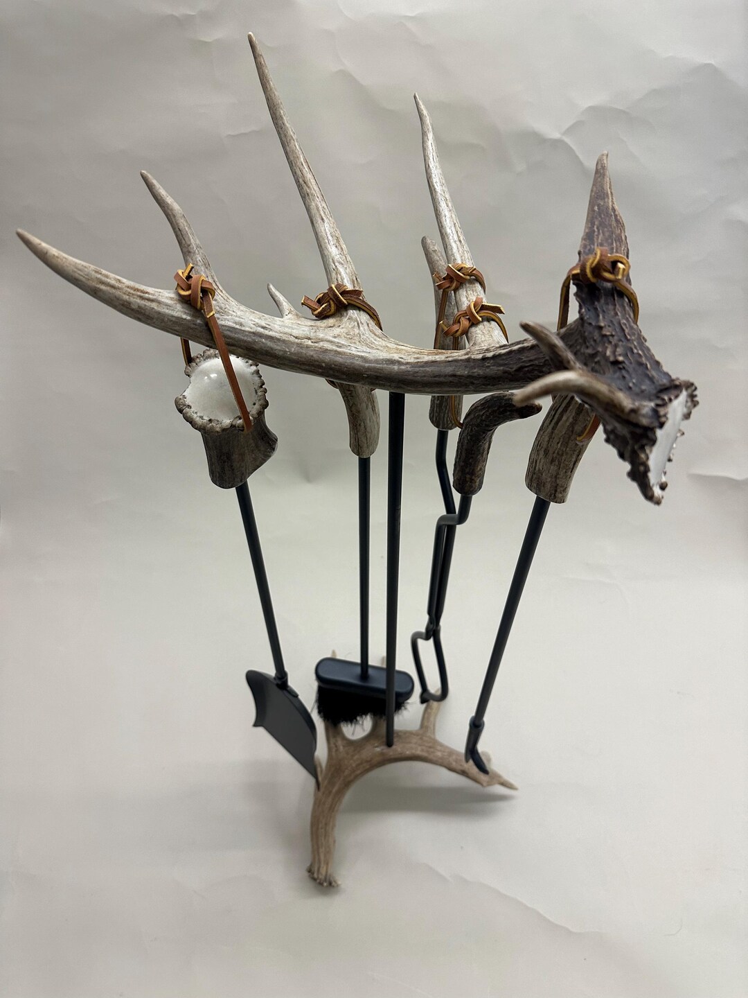 Real 2 Whitetail Antler Fireplace Tool Set With 4 Piece (artist Direct ...
