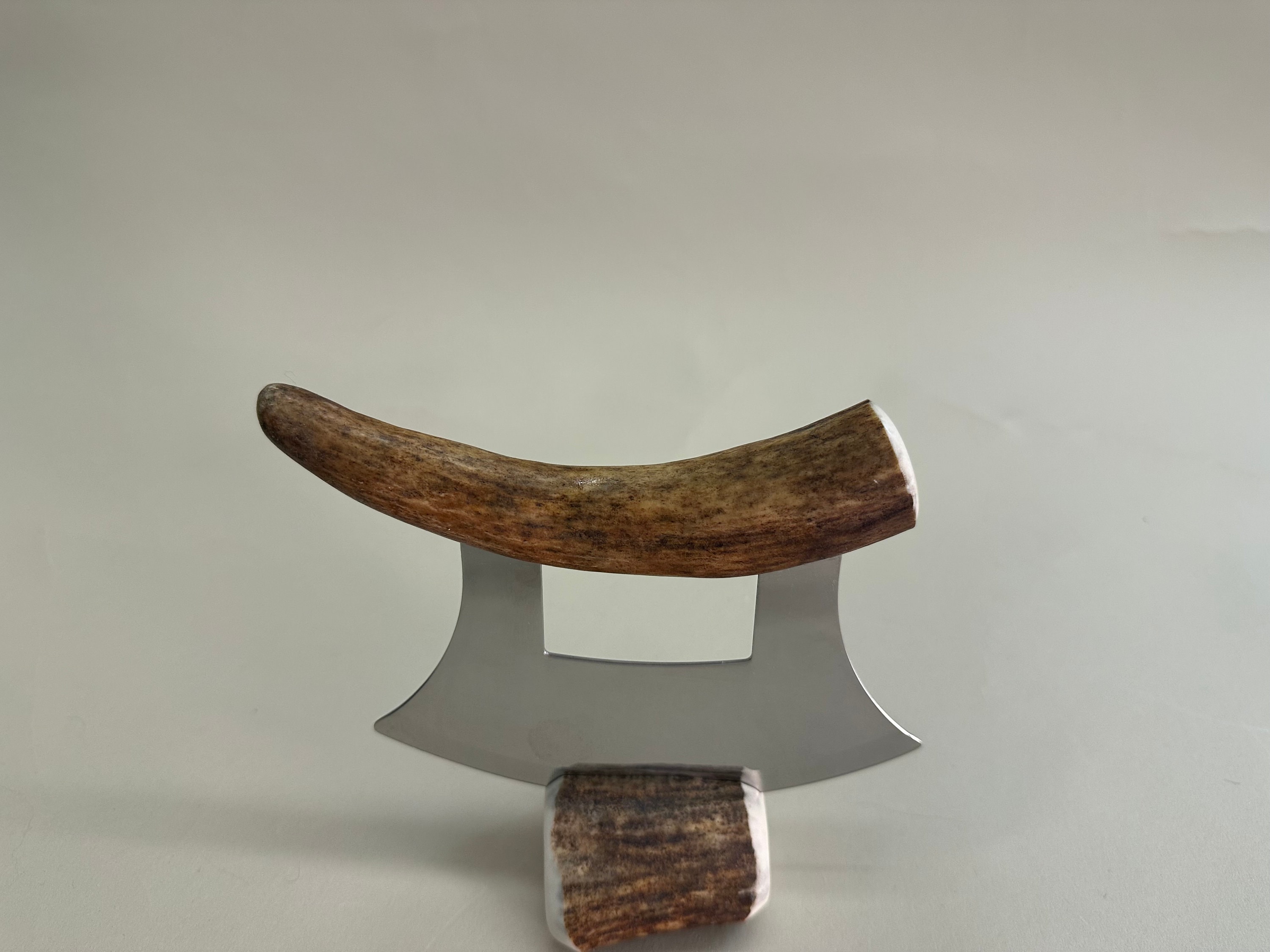 Real Antler Ulu Knife (real Antler Handle, and Base) Unique Kitchen ...