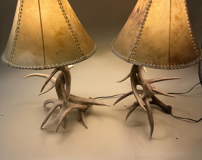 Deer Antler Desk Table Lamp Rustic Cabin Country Design Sportsman ...