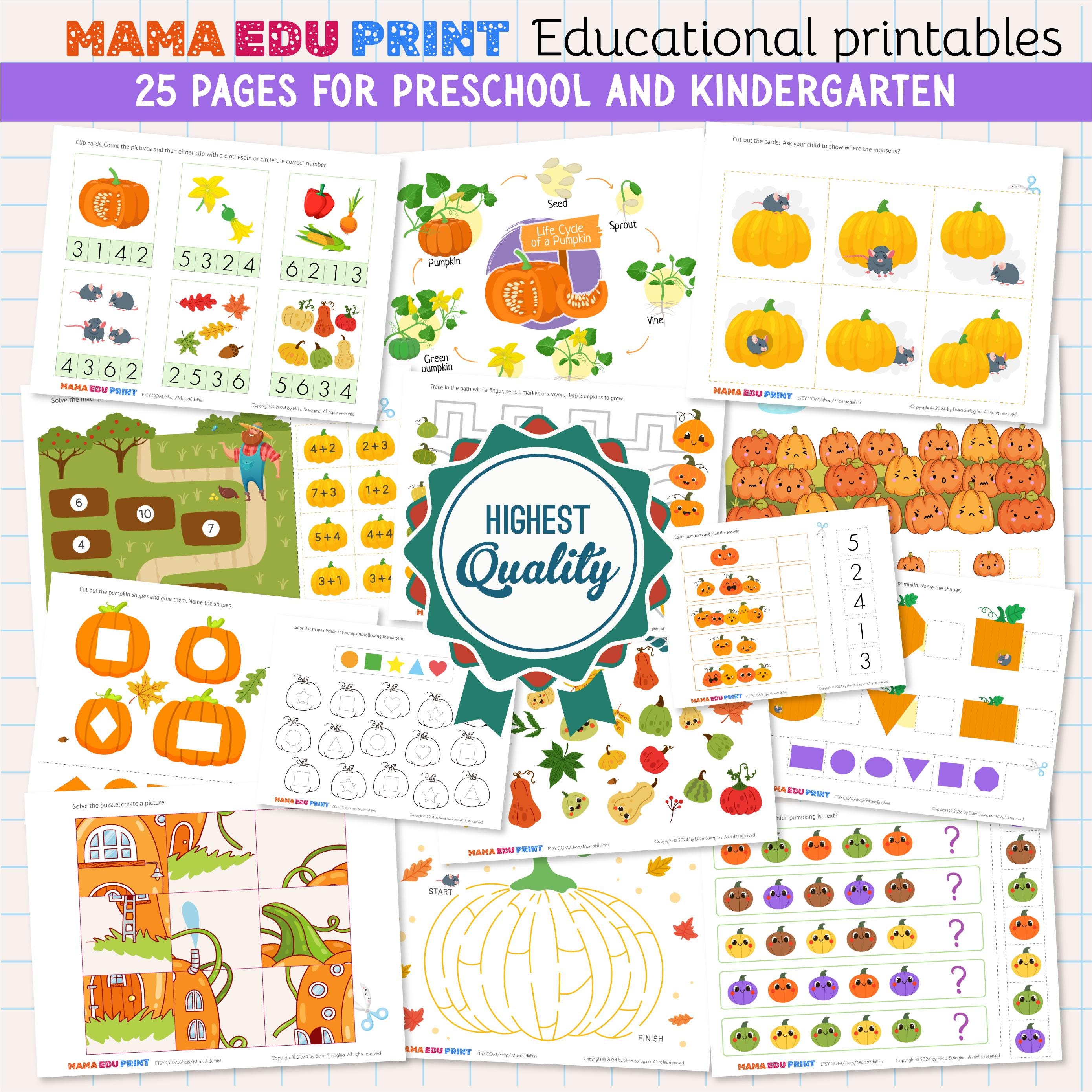 Pumpkin Fun-tastic Activity Pack for Preschool Children - Etsy