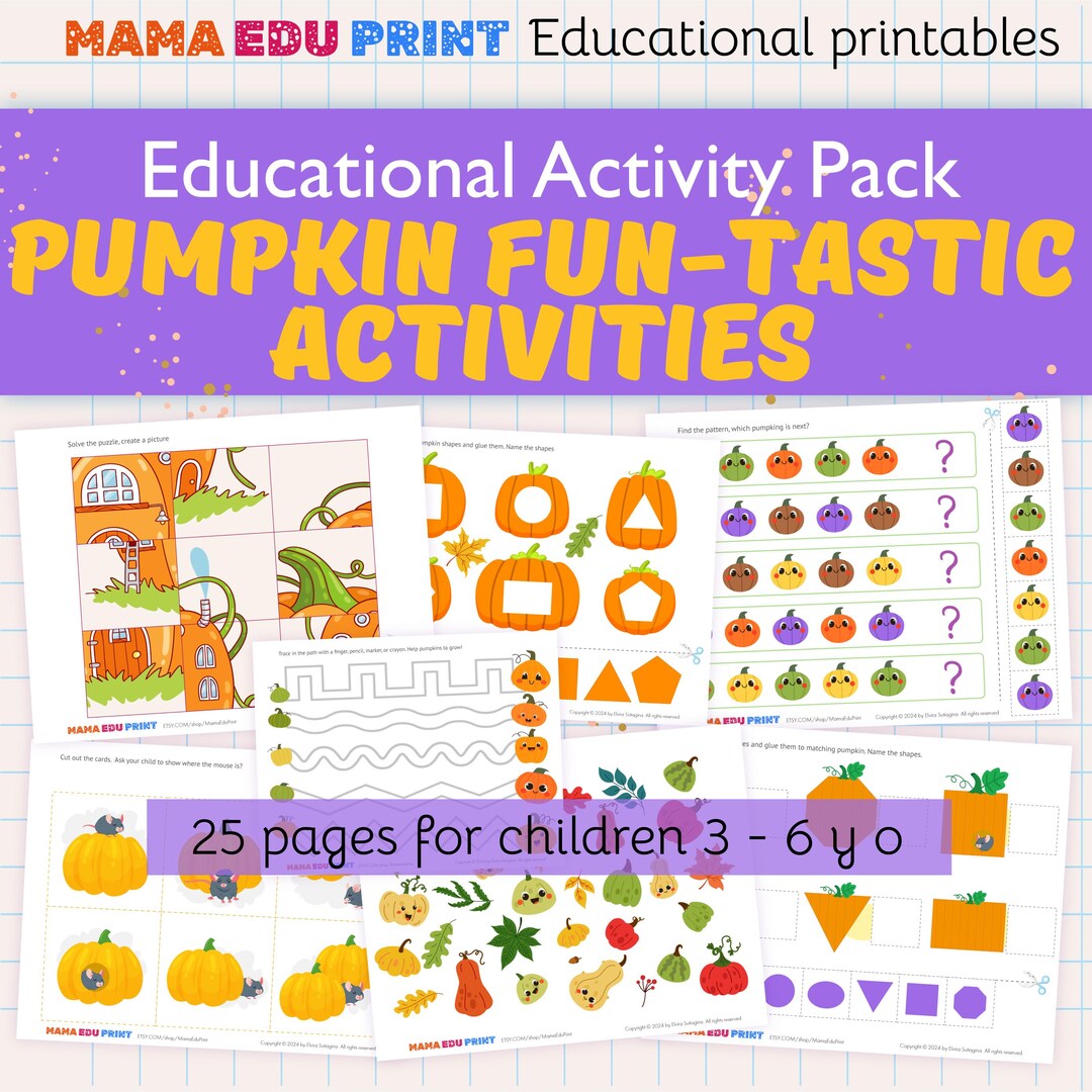 Pumpkin Fun-tastic Activity Pack for Preschool Children - Etsy