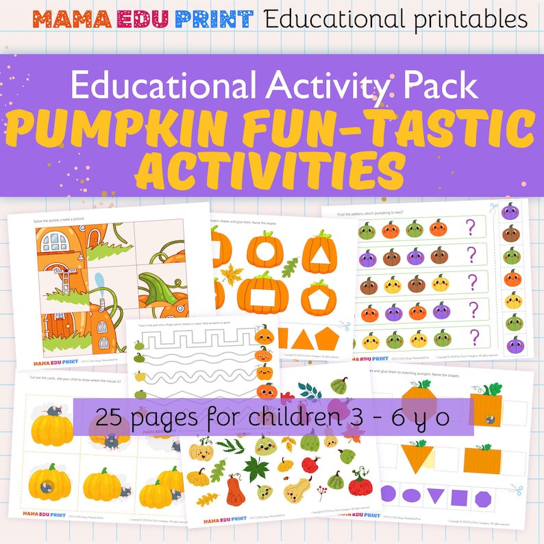 Pumpkin Fun-tastic Activity Pack for Preschool Children - Etsy