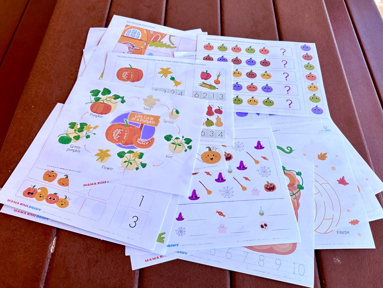 Pumpkin Fun-tastic Activity Pack for Preschool Children - Etsy