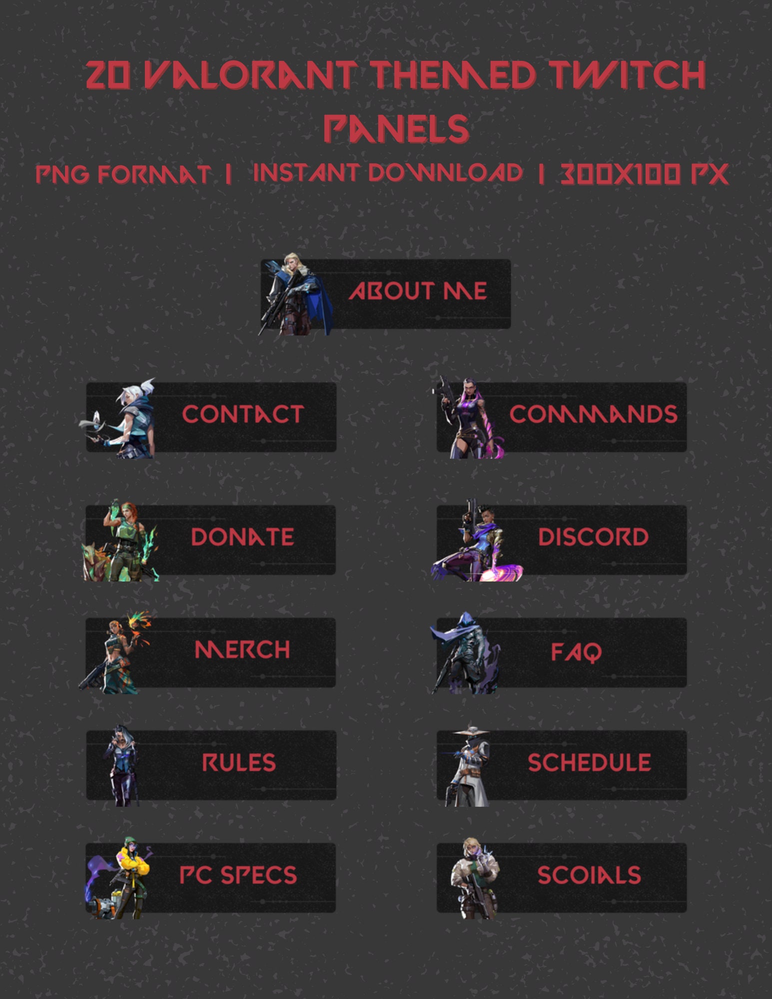 Valorant Themed Twitch Panels Digital Download Valorant - Etsy UK