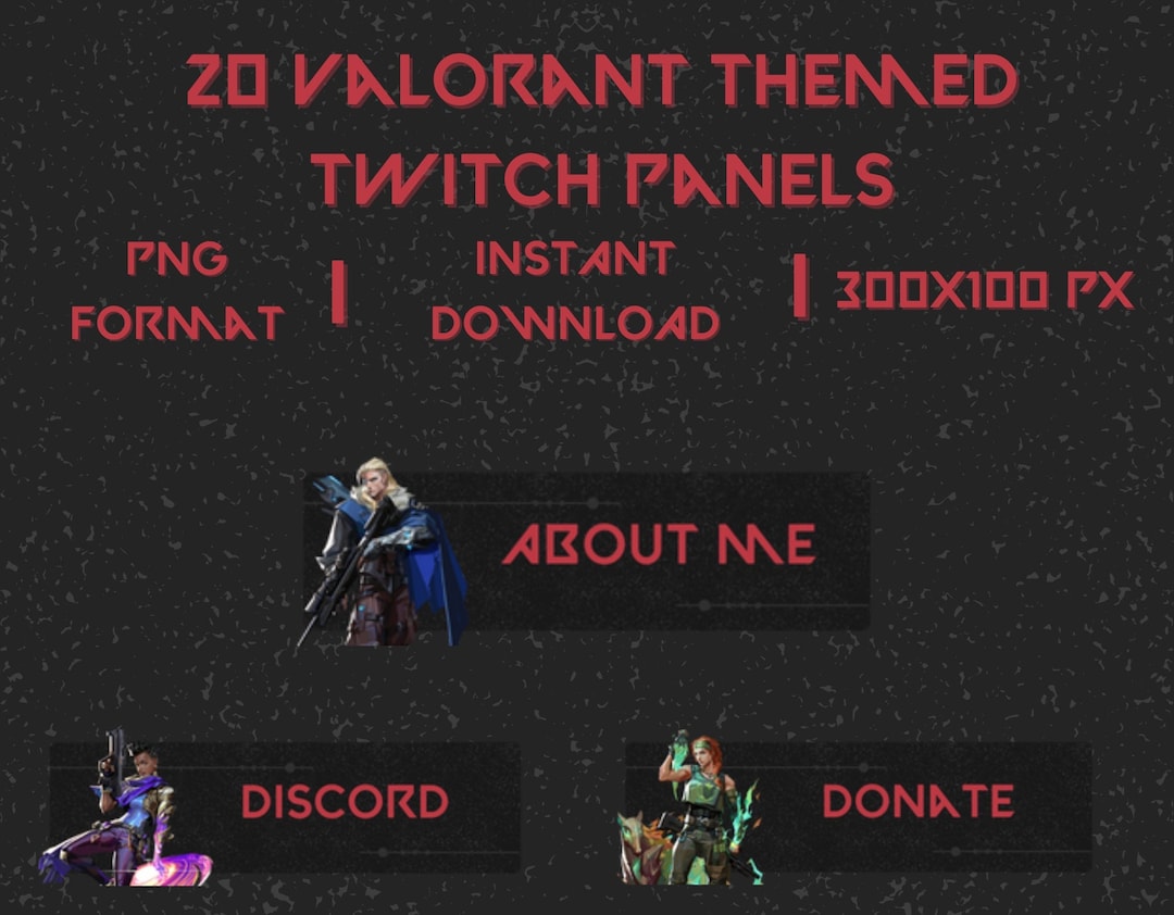 Valorant Themed Twitch Panels Digital Download Valorant - Etsy UK