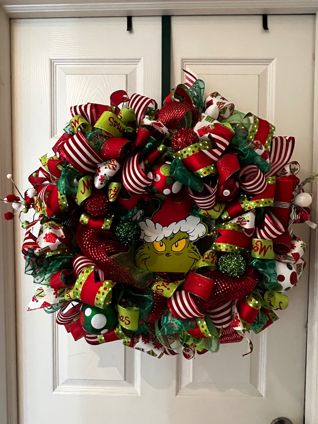 Large 24-inch the Grinch Deco Mesh Christmas Wreath - Etsy