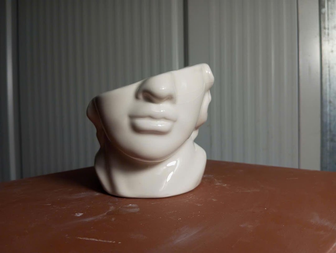 Ceramic Bust Planter - Minimalist White Face Vase, Greek Sculpture ...
