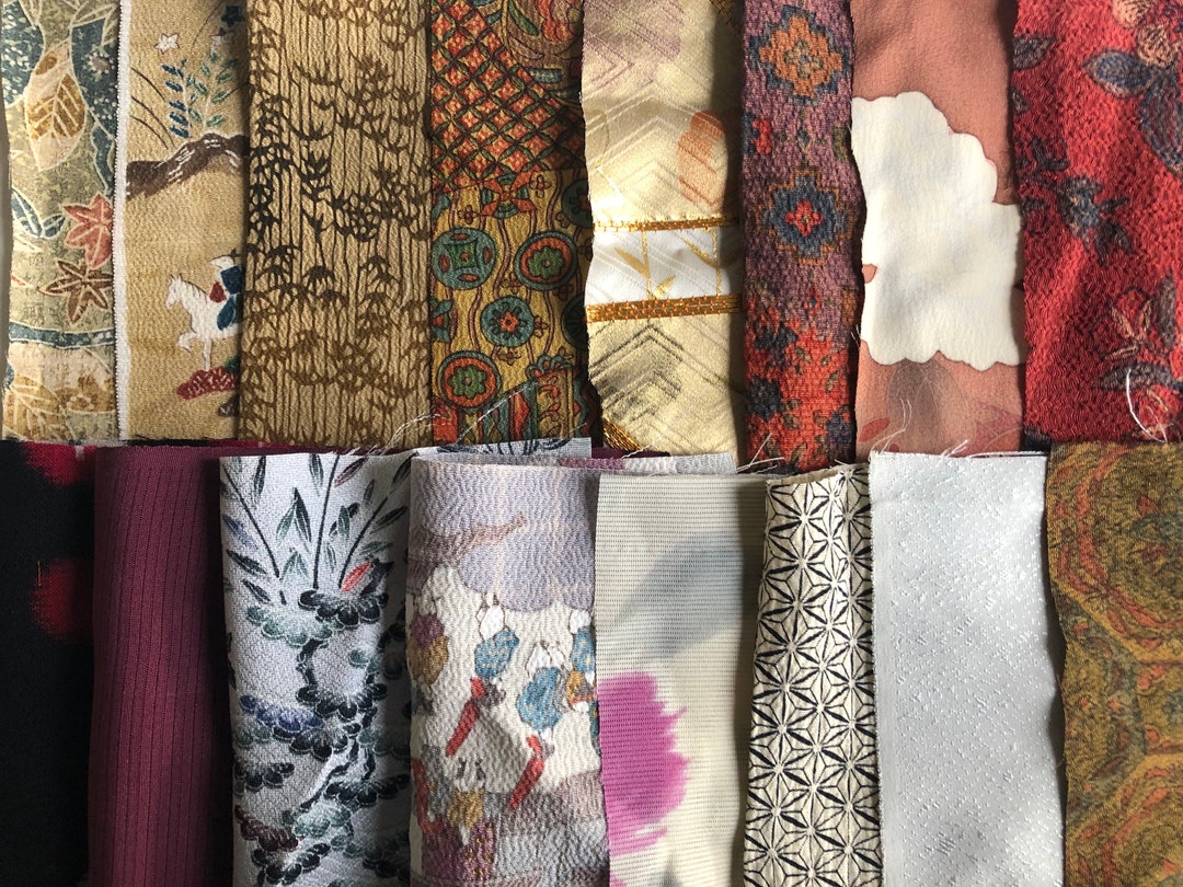 Lot 614 Japanese Kimono Silk Fabric Remnants for Quilting, Crafting, Patchwork - Etsy
